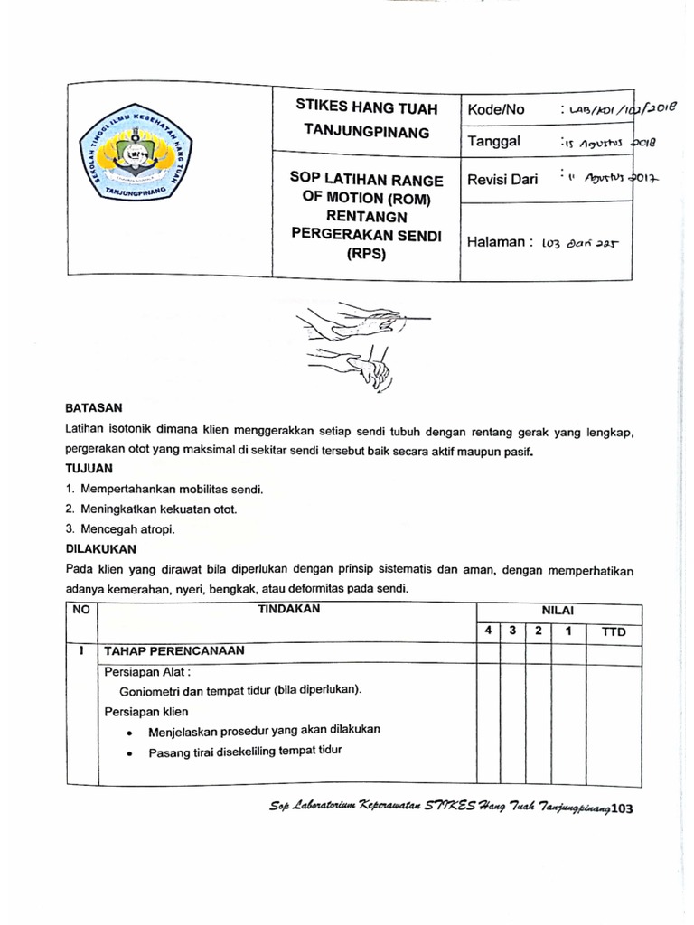 SOP Latihan ROM | PDF