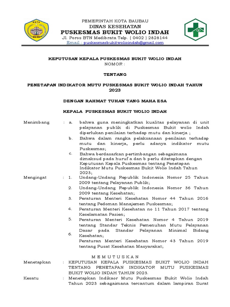 Indikator Mutu Puskesmas 2023 | PDF