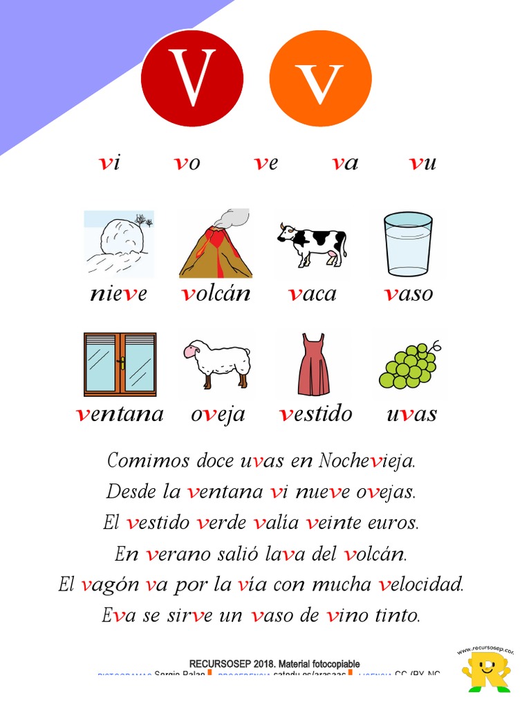Cuadernillo Lectoescritura Letra v Recursosep | PDF