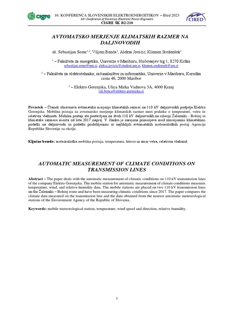 Merjenje - Klimatskih - Razmer FINAL | PDF