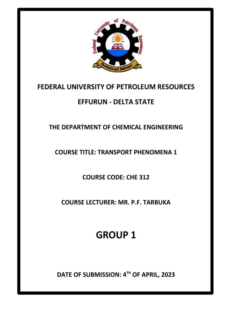 CHE 312 (Group 1) | PDF | Shear Stress | Fluid Mechanics