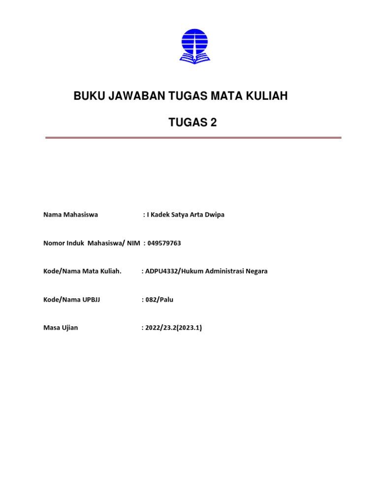 BJT Tugas 2 ADPU4332 Hukum Administrasi Negara | PDF
