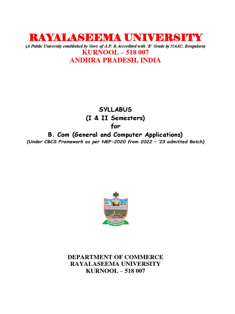 BoS Commerce Syllabus | PDF