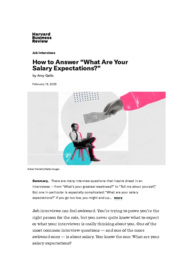 How To Answer "What Are Your Salary Expectations - " | PDF | Salary ...