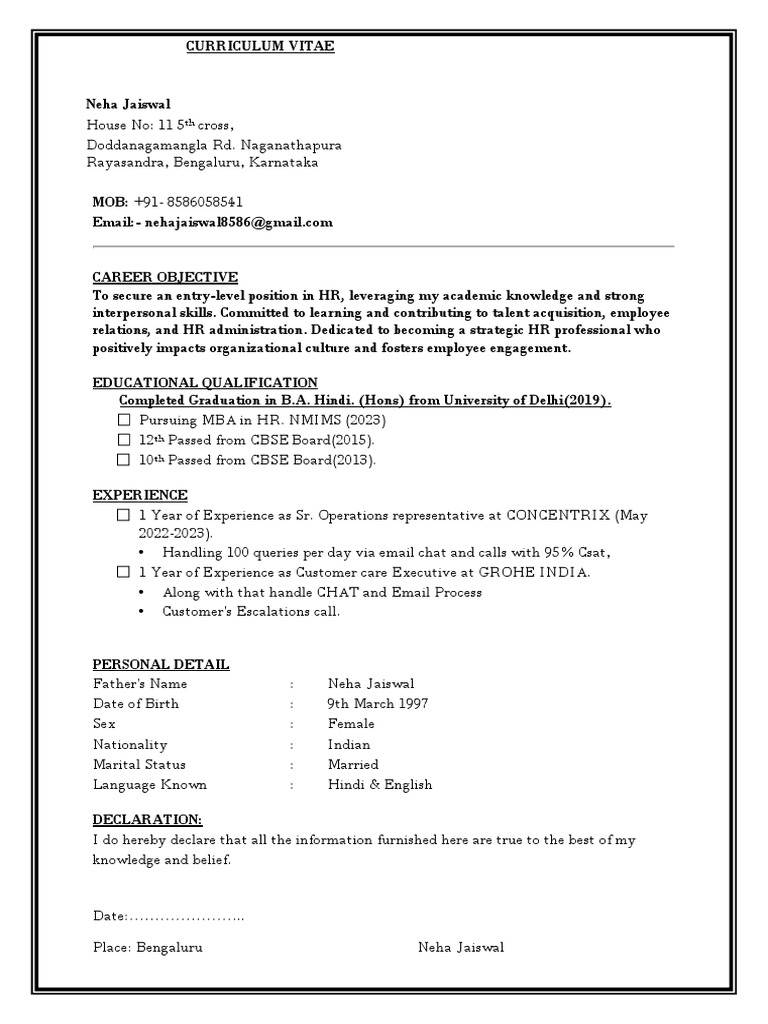 Resume Neha (New) | PDF