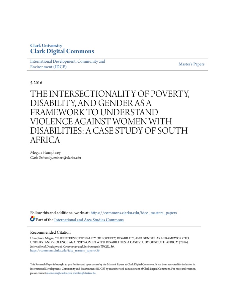 The Intersectionality of Poverty, Disability, and Gender As A Framework ...