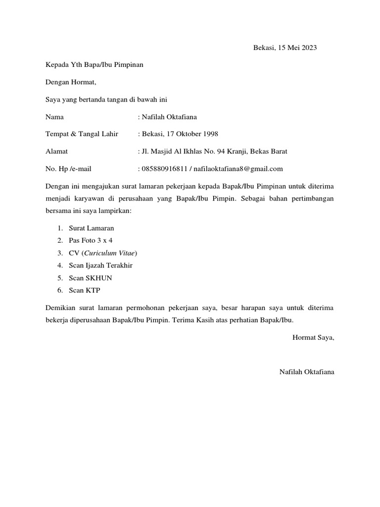 Contoh CV Kerja | PDF