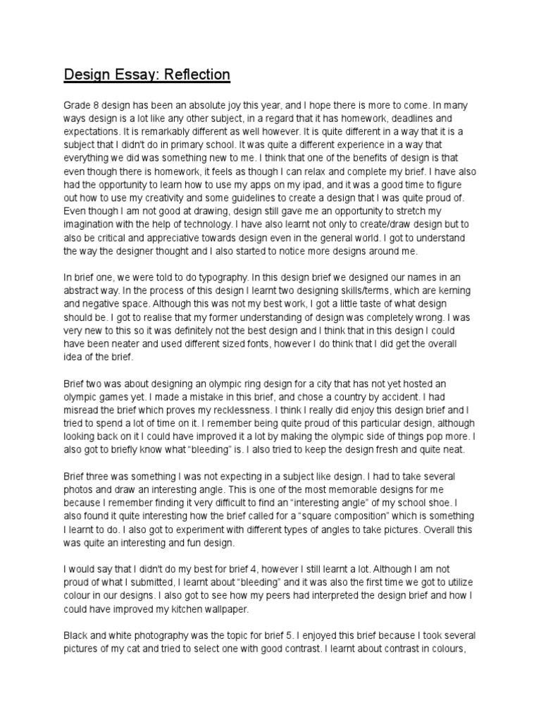 Design Essay: Reflection (Innie Song A5) | PDF | Composition (Visual Arts)