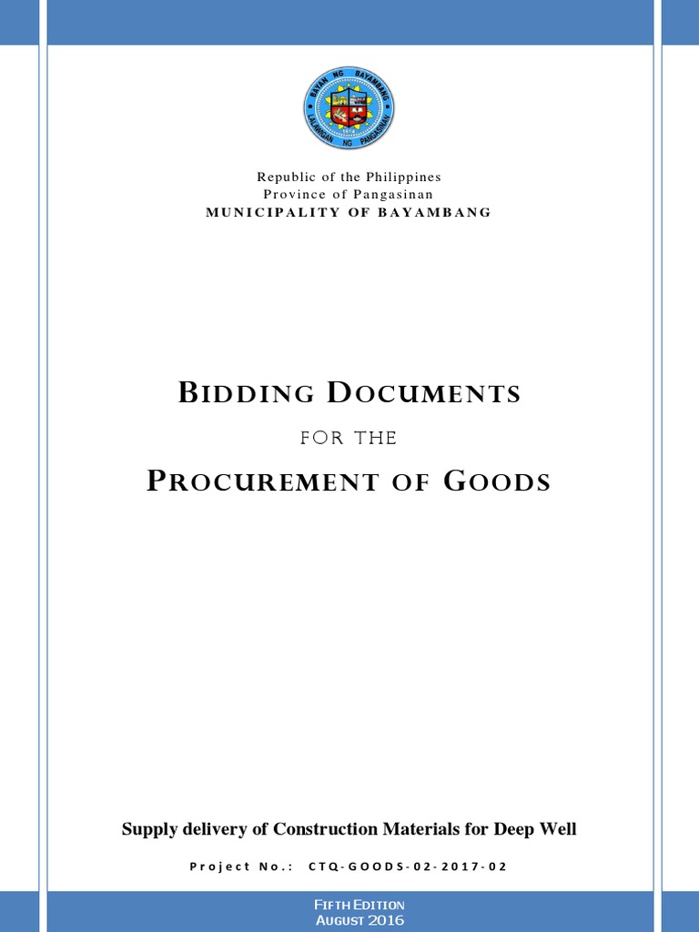 PBD - Goods 5thed 02 Supply Delivery of Construction Materials For Deep ...