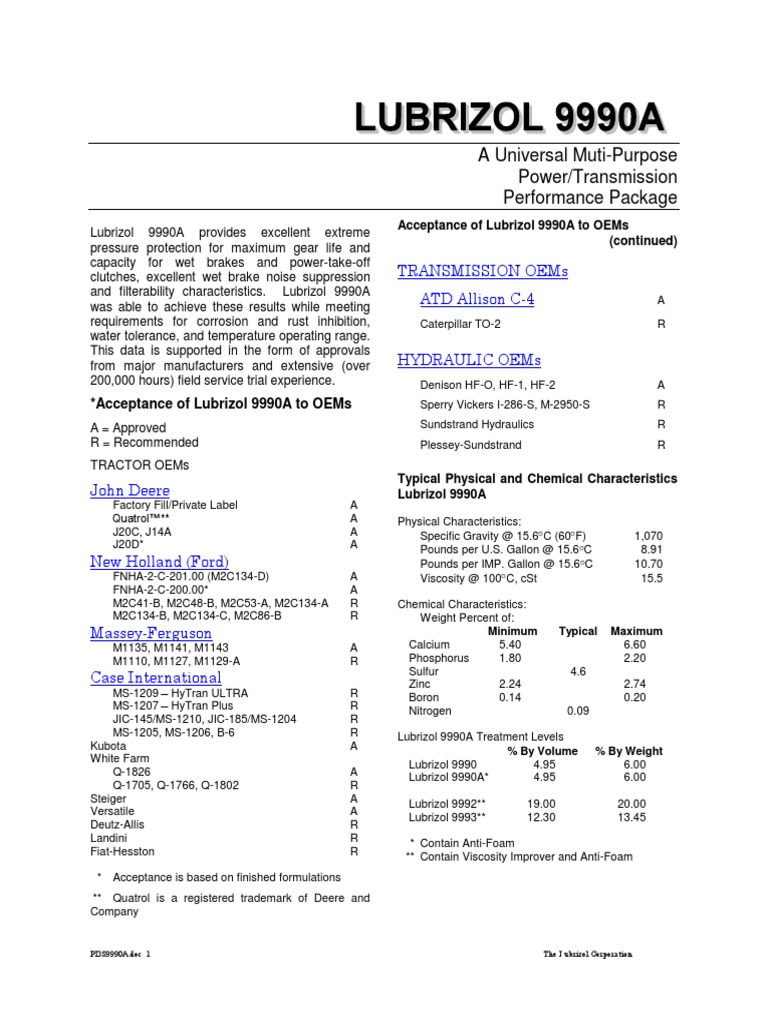 3 - Approval Universal Trans LZ9990A Performance Summary1 | PDF | Pump ...