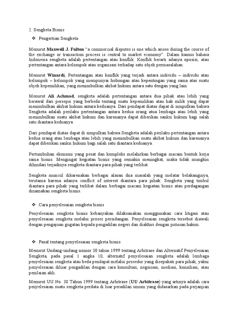 Sengketa Bisnis | PDF
