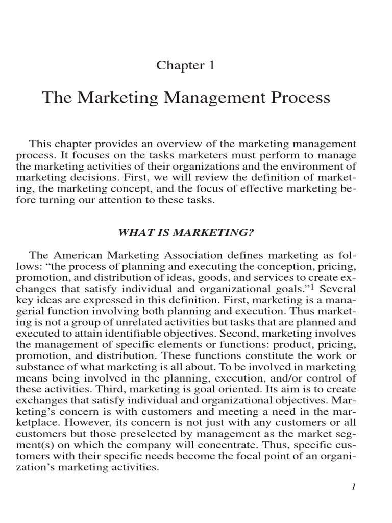 Chapter 1 - The Marketing Management Process | PDF