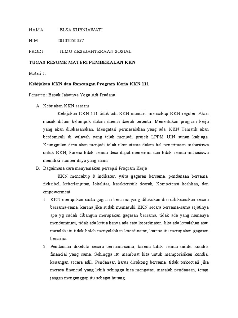 resume materi pembekalan KKN.docx | PDF