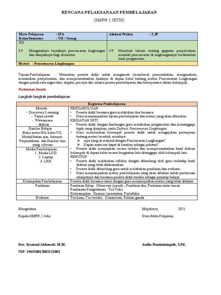 Ipa 7. KD 9. 1. Pencemaran Lingkungan | PDF