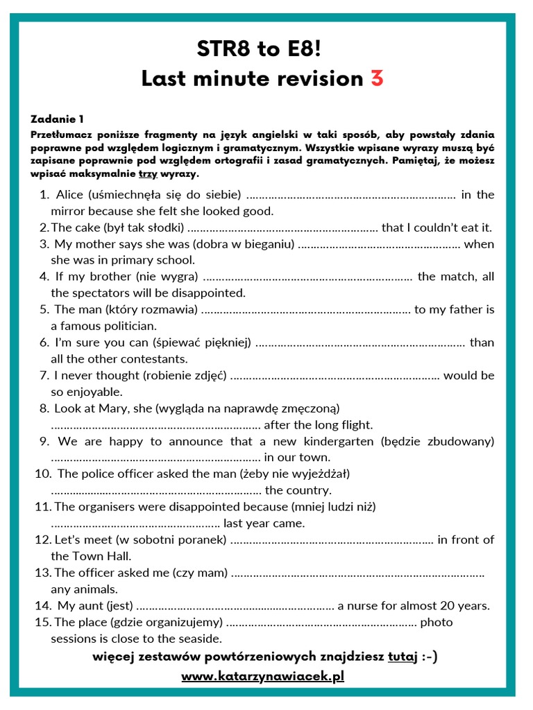 Last Minute Karta Pracy 3 | PDF