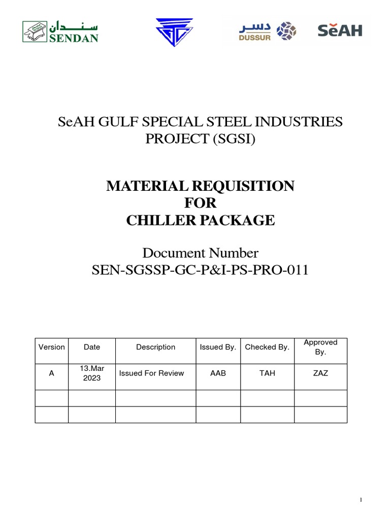 Chiller Package Material Requisition Guide | PDF | Heat Exchanger | Specification (Technical ...
