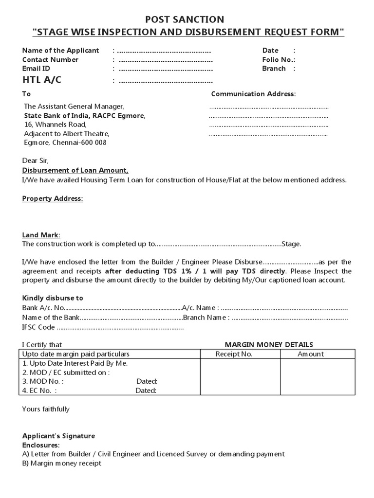 Loan Disbursement Request Form | PDF