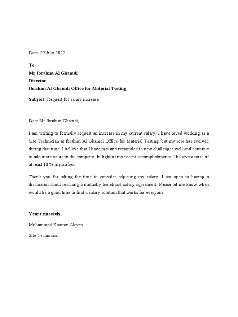 Selary Increase Req Letter | PDF