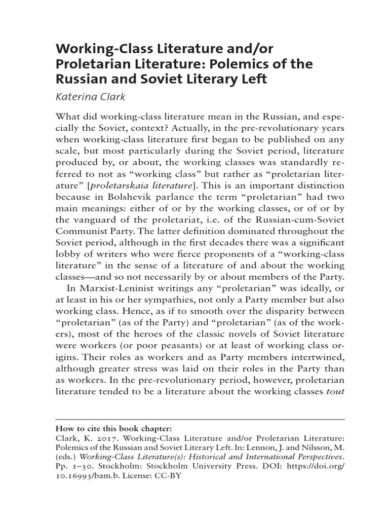 Working Class Literatures 2 Working Class Literature Andor Proletarian ...