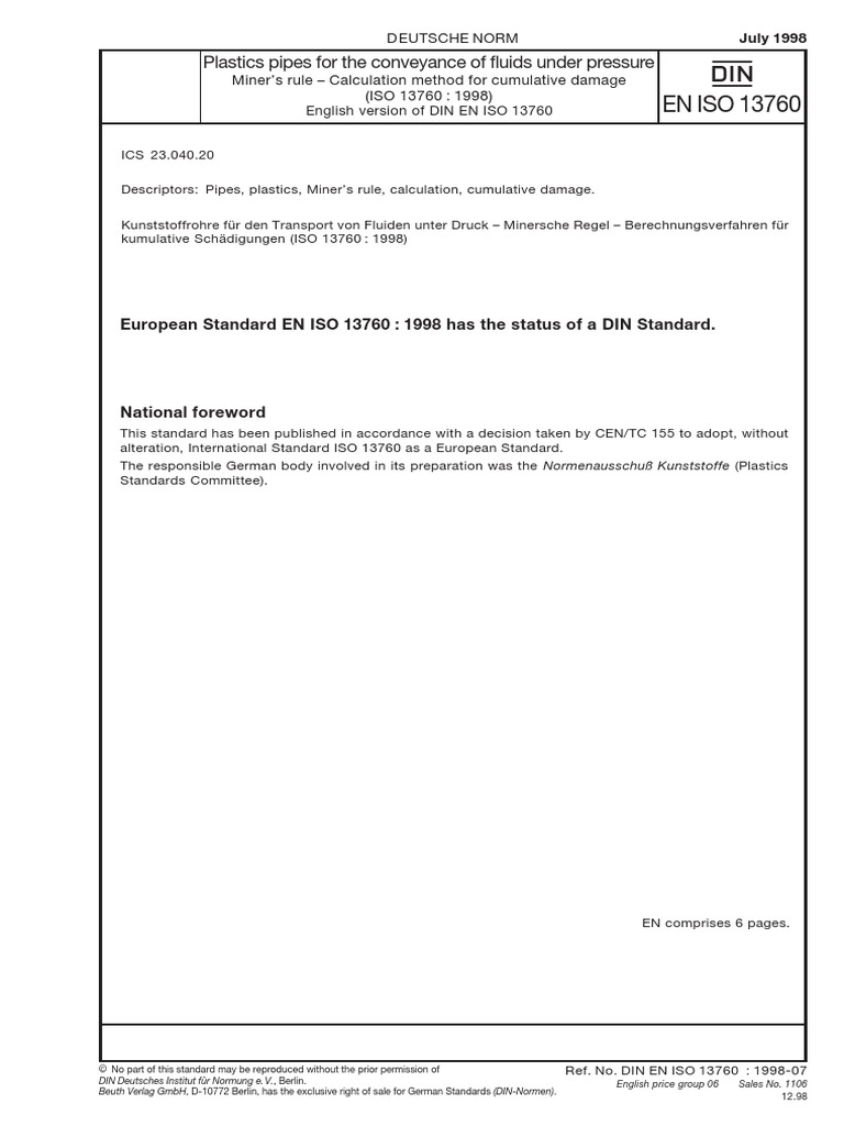 En Iso 13760 1998 | PDF | Regulation