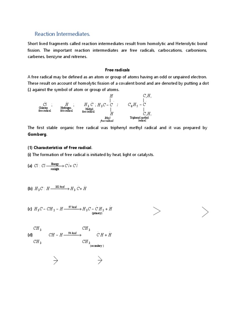 9 JEE Chemistry General Organic Chemistry Reaction Intermediates | PDF ...