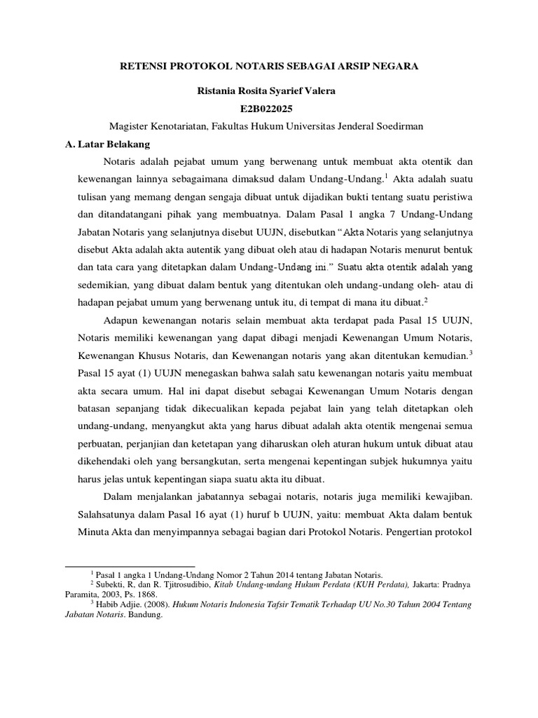 Retensi Protokol Notaris sebagai Arsip | PDF | Politik | Ilmu Sosial