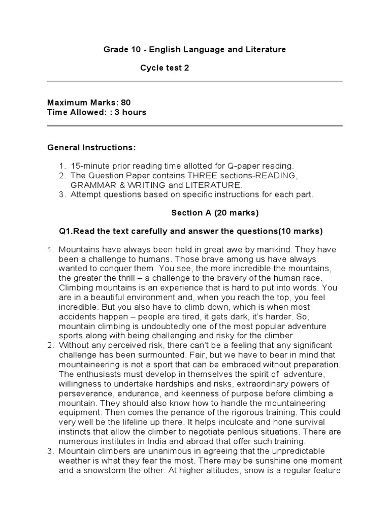 Grade 10 Cycle Test Q 2 Paper | PDF Grade 10 Cycle Test Q 2 Paper | PDF