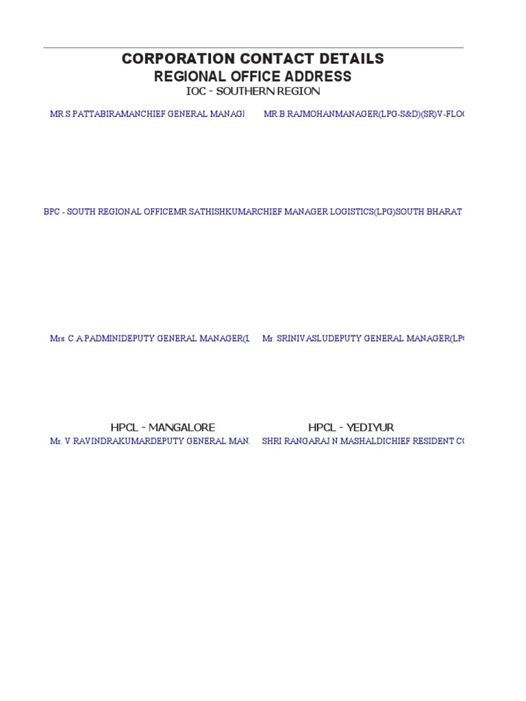 Iocl Directory | PDF