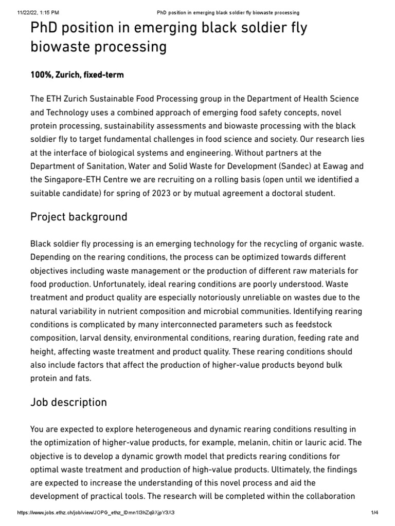 PHD Position in Emerging Black Soldier Fly Biowaste Processing | PDF ... PHD Position in Emerging Black Soldier Fly Biowaste Processing | PDF ...
