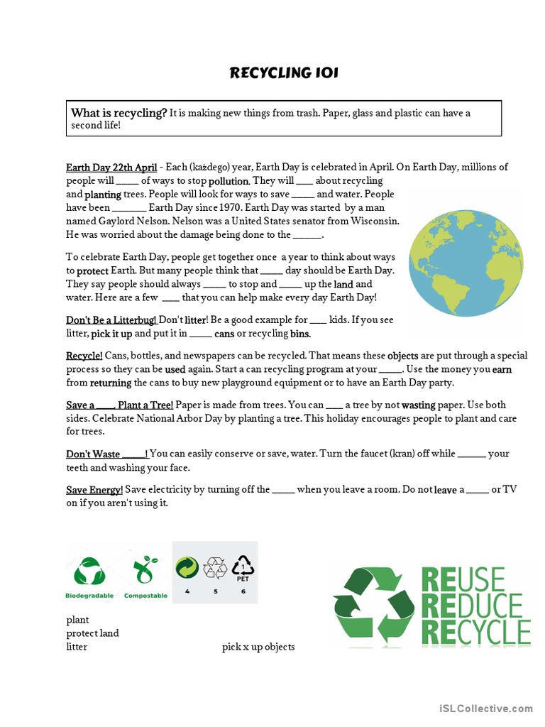 Earth Day - Reading About Recycling | PDF | Recycling | Waste