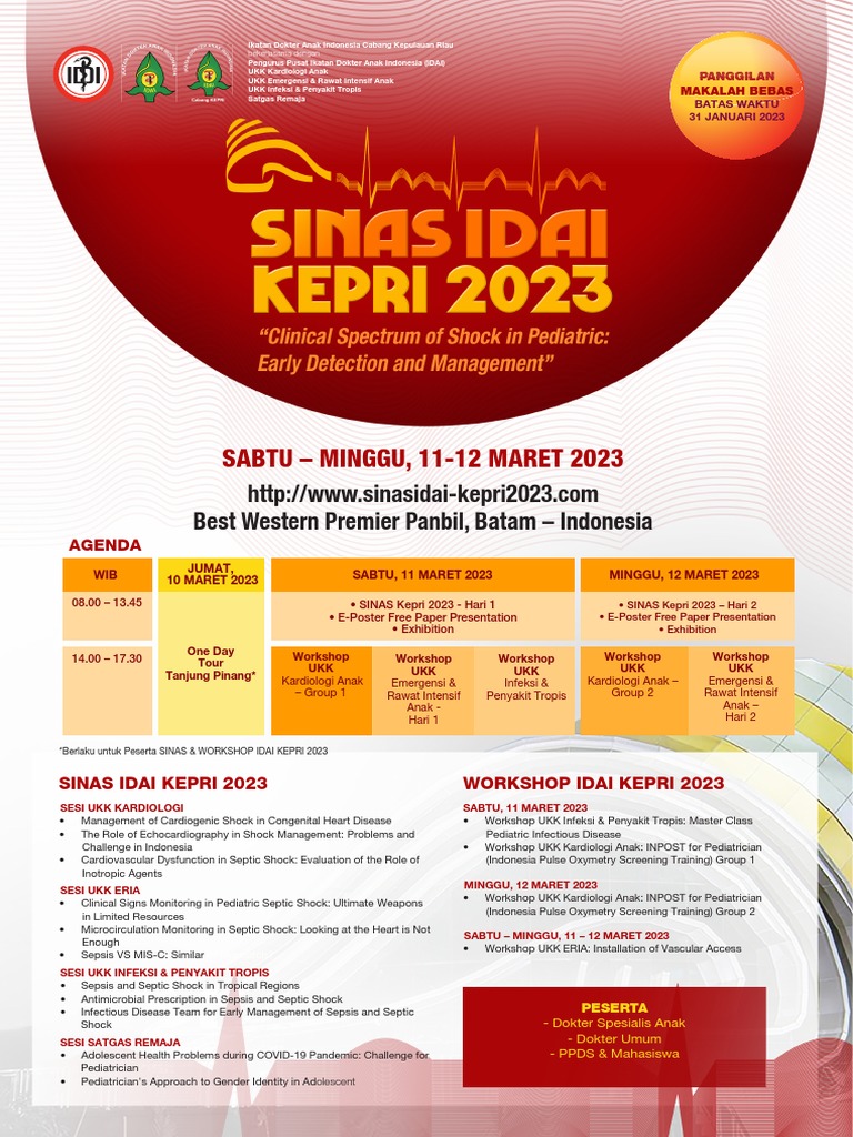 SINAS IDAI 2023 Flyer 2 Hal OK (PUTIH-Merah) - 281222 | PDF | Sepsis | Human Life Stages