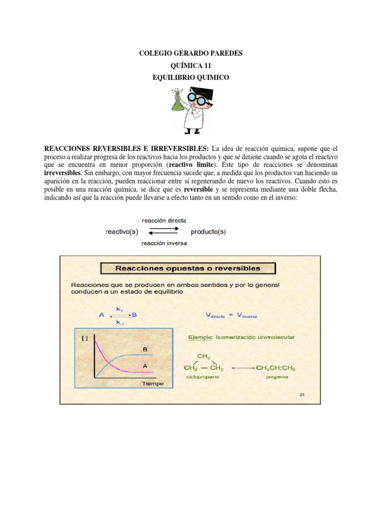 Equilibrio Químico: Reacciones y Factores | PDF | Equilibrio químico ...