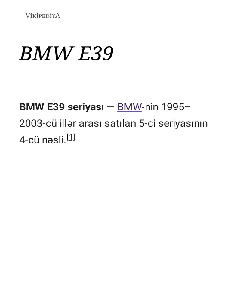 BMW E39 - Vikipediya | PDF