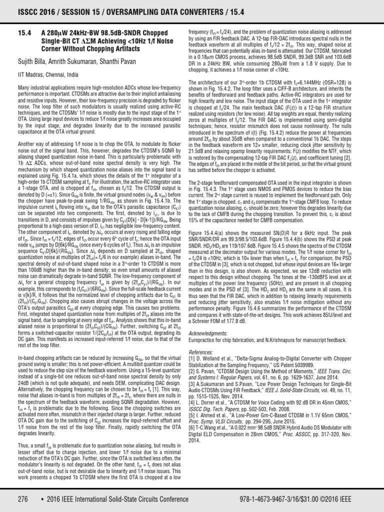 Shanthi Pavan - Chopped CT DSM - ISSCC 2016 | PDF