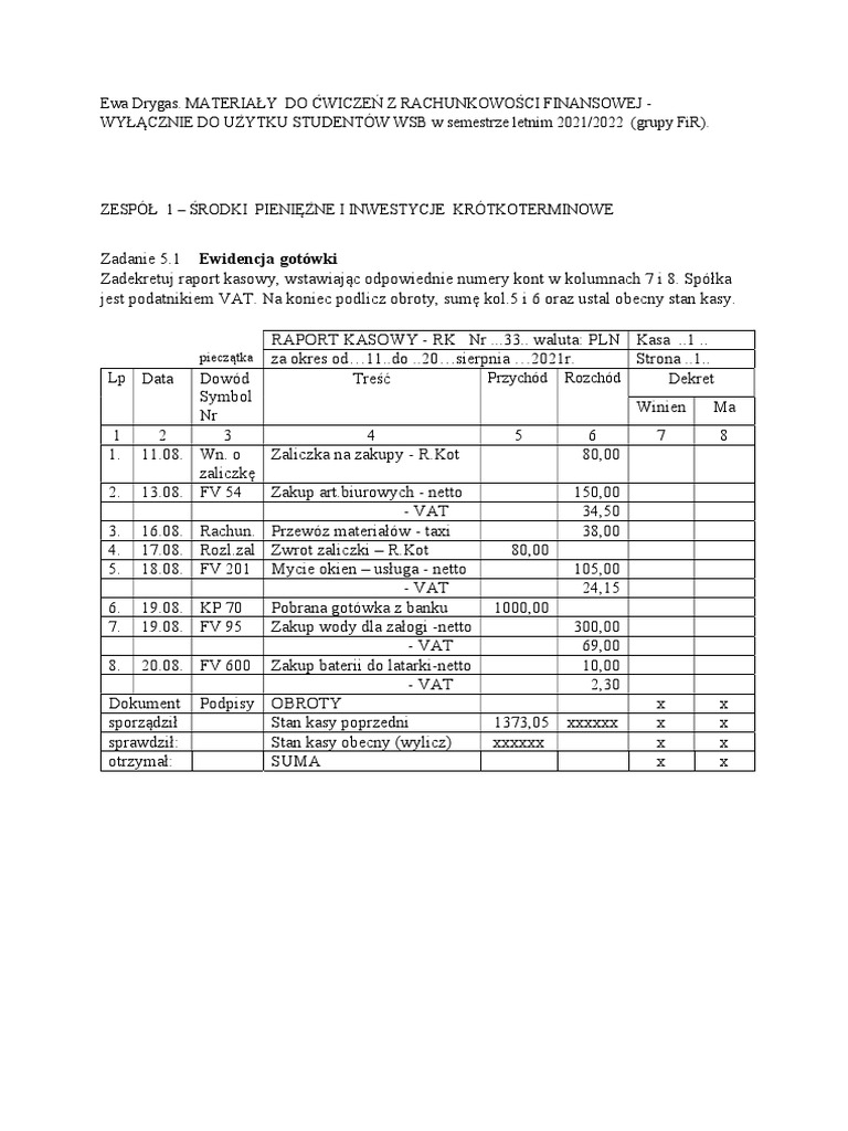 Ćwicz. Z RF - Zespół 1 | PDF