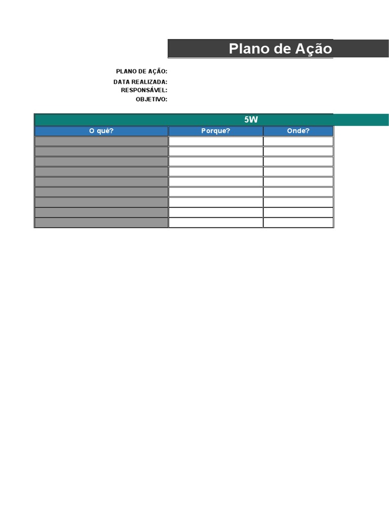 Planilha Plano de Acao 5W2H | PDF
