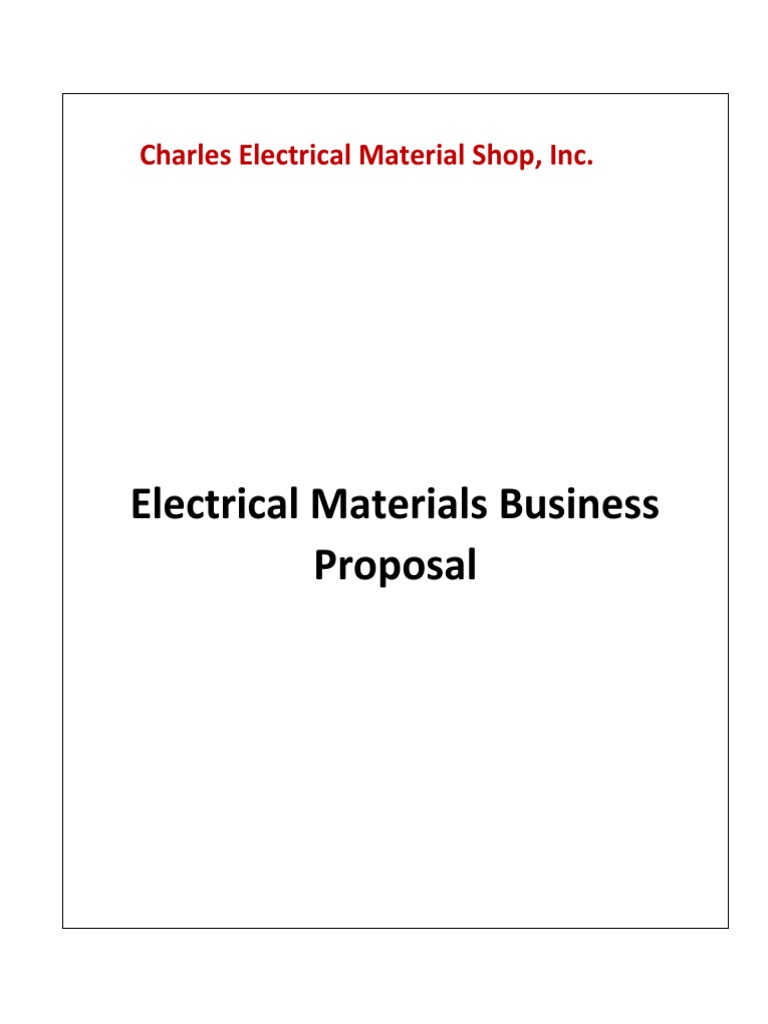 Charles Electrical Material Business Proposal | PDF | Retail | Banks