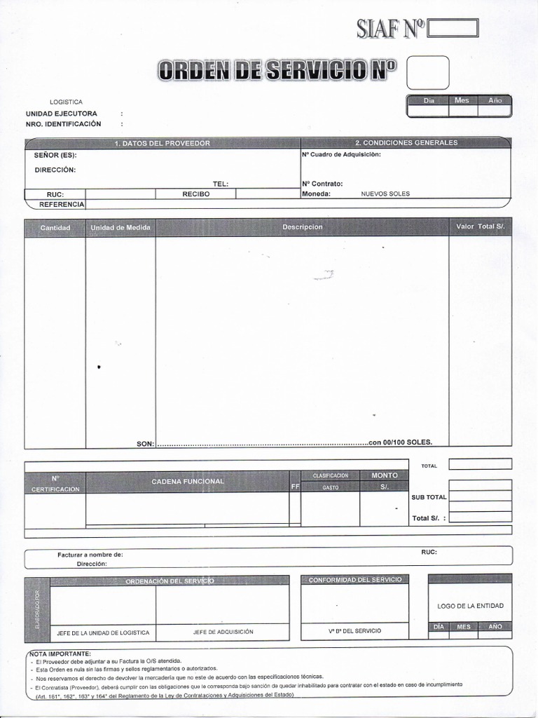 Orden de Servicio | PDF