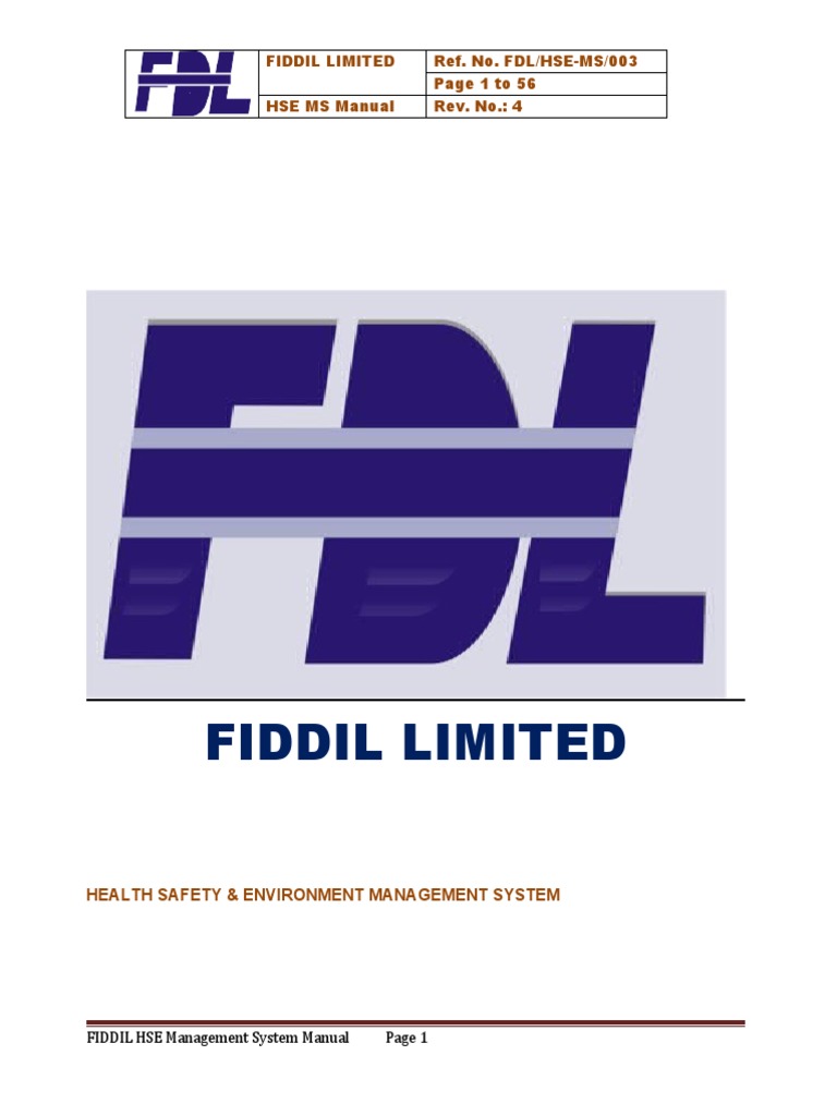 Fiddil Ltd HSE Management System Manual | PDF | Occupational Safety And ...