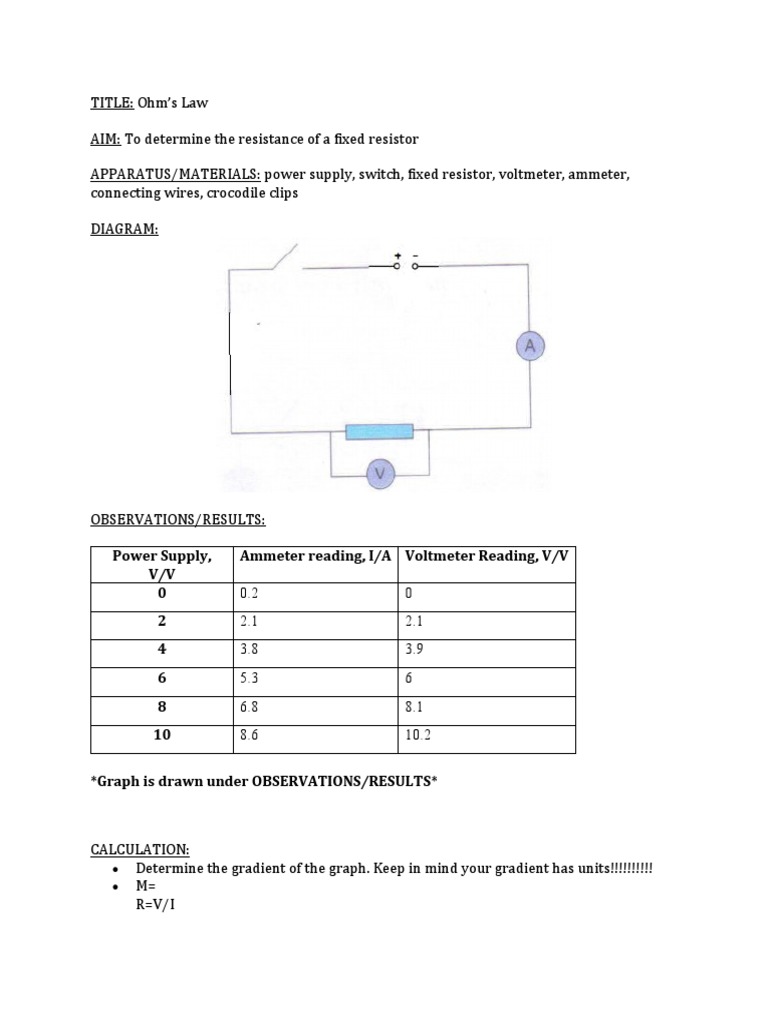 Ohm's Law Lab Script | PDF | Electrical Resistance And Conductance ...