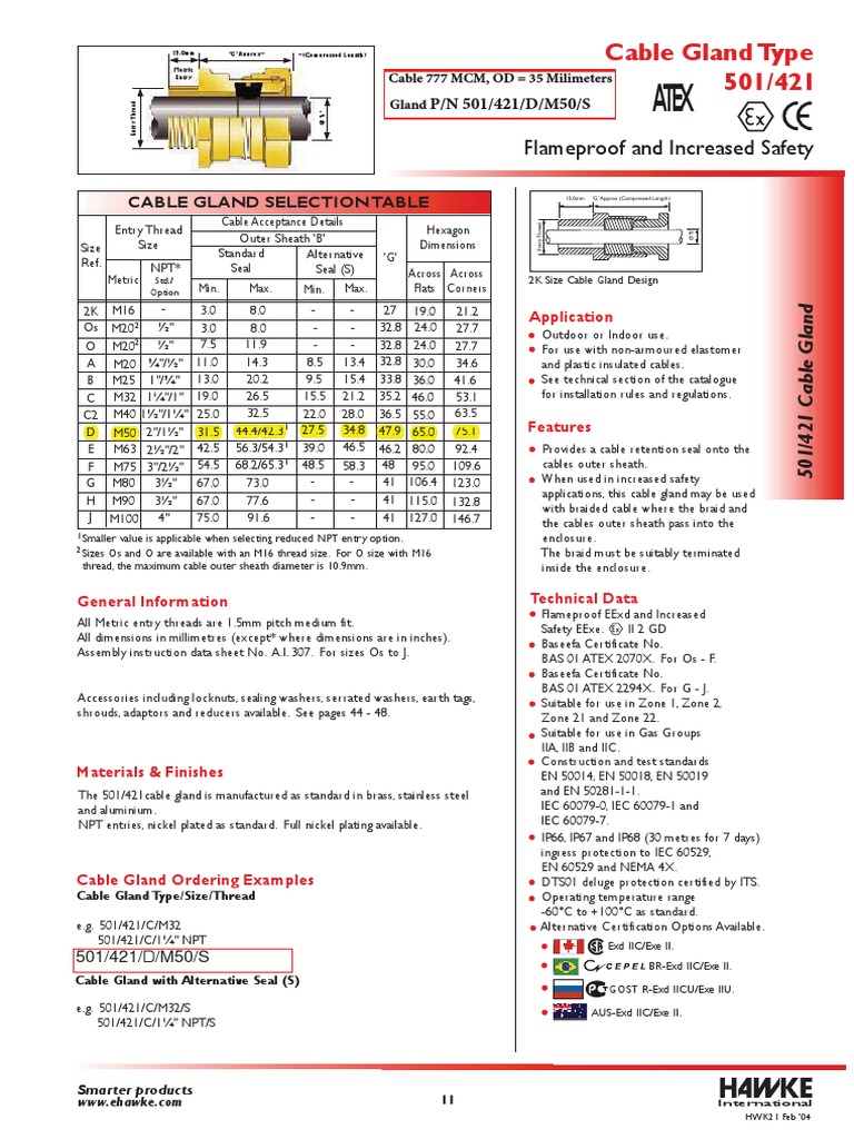 Hawke Gland Catalog | PDF | Manufactured Goods
