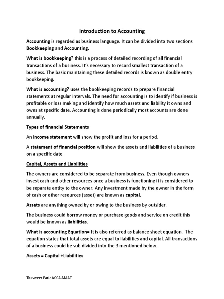Chapter 1 Accounting Equation - Double Entry Bookkeeping | PDF | Debits ...