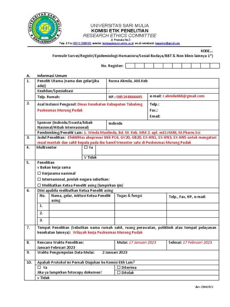 Contoh Formulir Etik | PDF