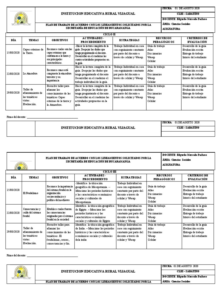 Plan de Estudio Sociales Clei - Agosto | PDF | Maestros | Globalización