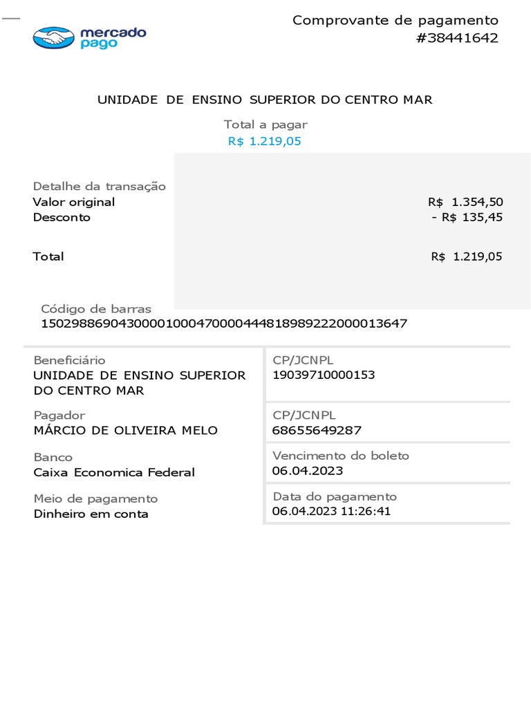 COMPROVANTE DE PAGAMENTO ABRIL | PDF