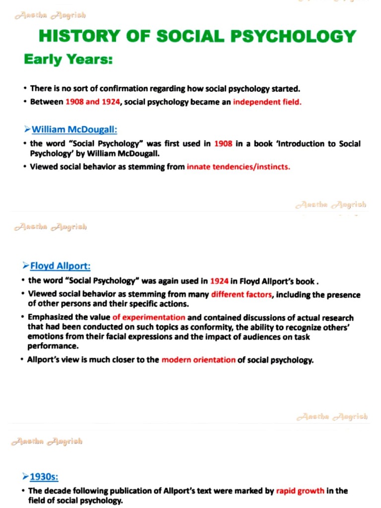 Brief History of Social Psychology | PDF