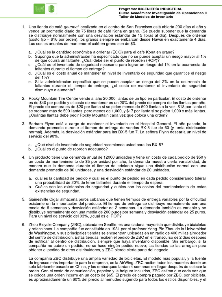 Taller Modelos de Inventarios2 | PDF