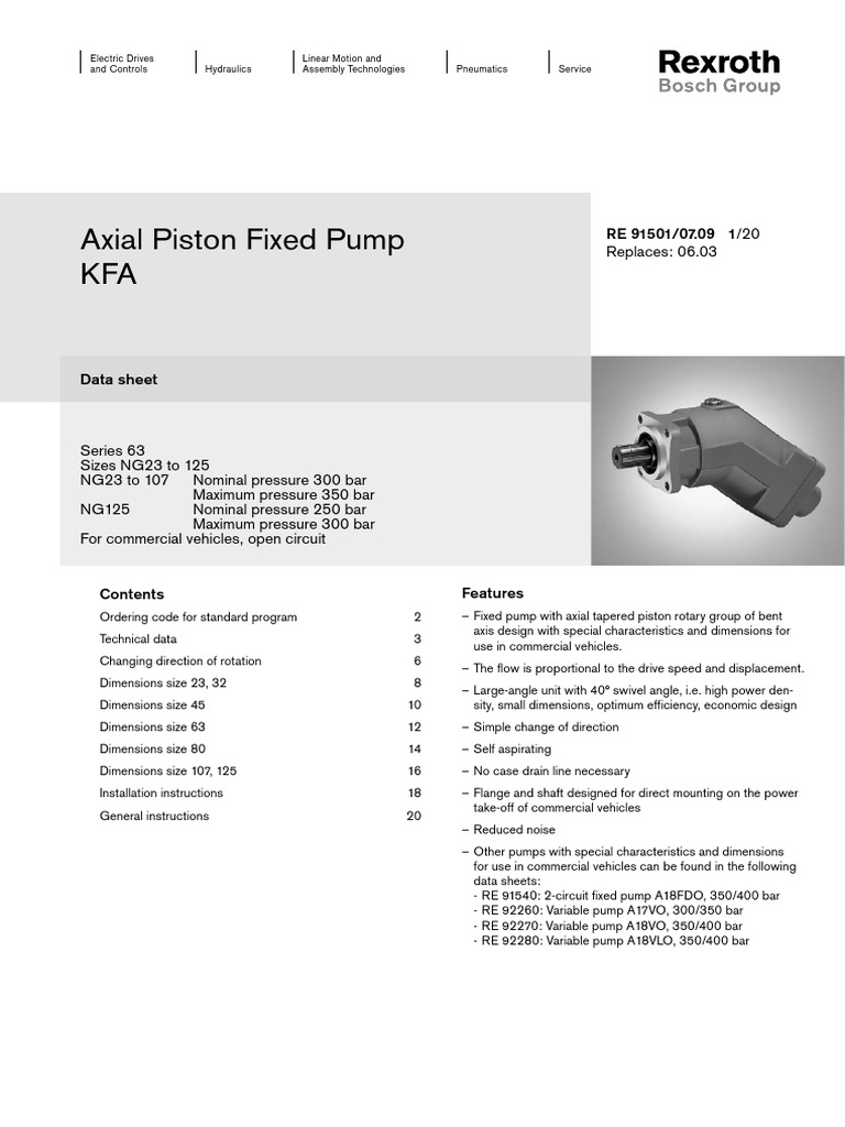 Karta Katalogowa Rexroth KFA | PDF | Pump | Mechanical Engineering