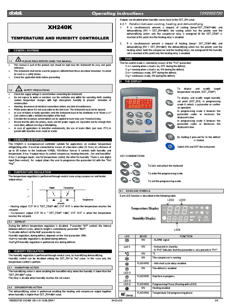 Dixell XH240K - GB | PDF | Relay | Humidity
