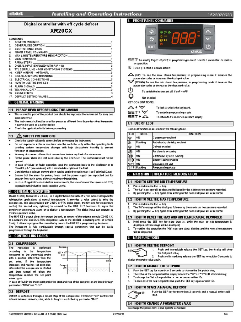 Dixell XR20CX | PDF | Power Supply | Thermostat